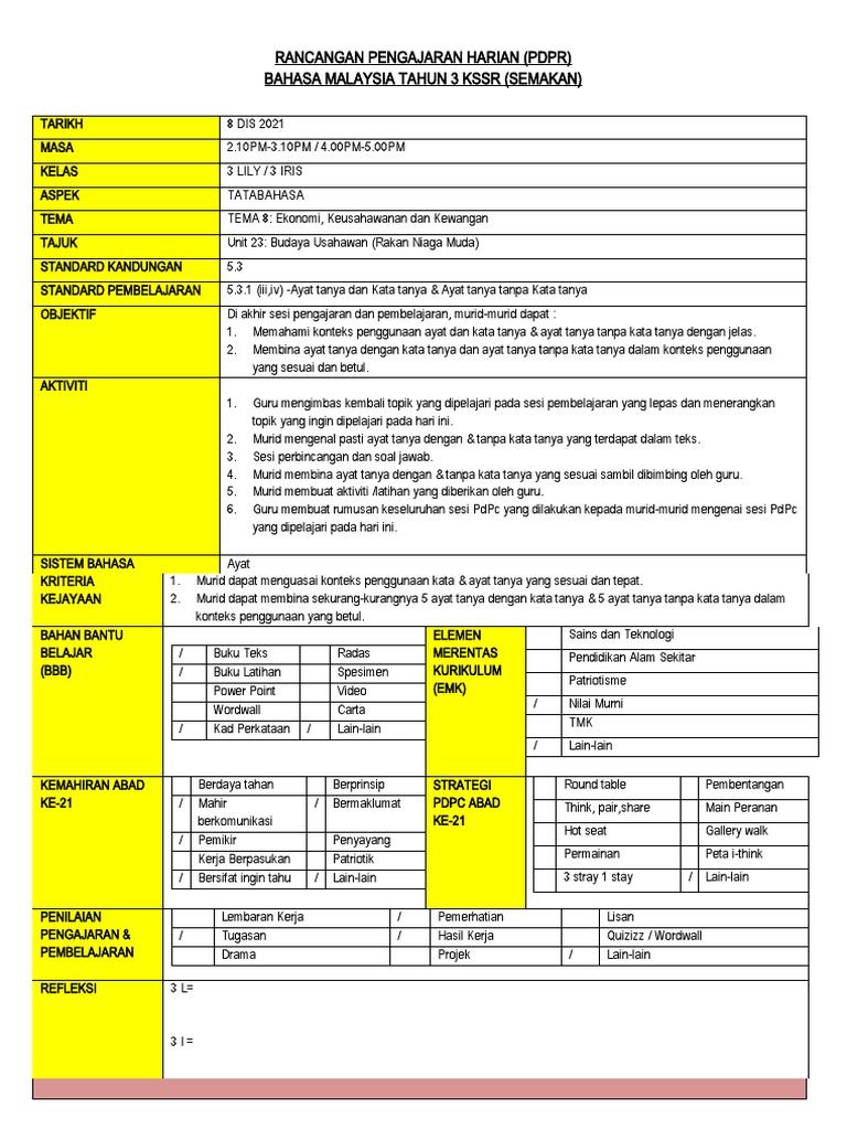 RPH BM 8 Dis 2021 | PDF
