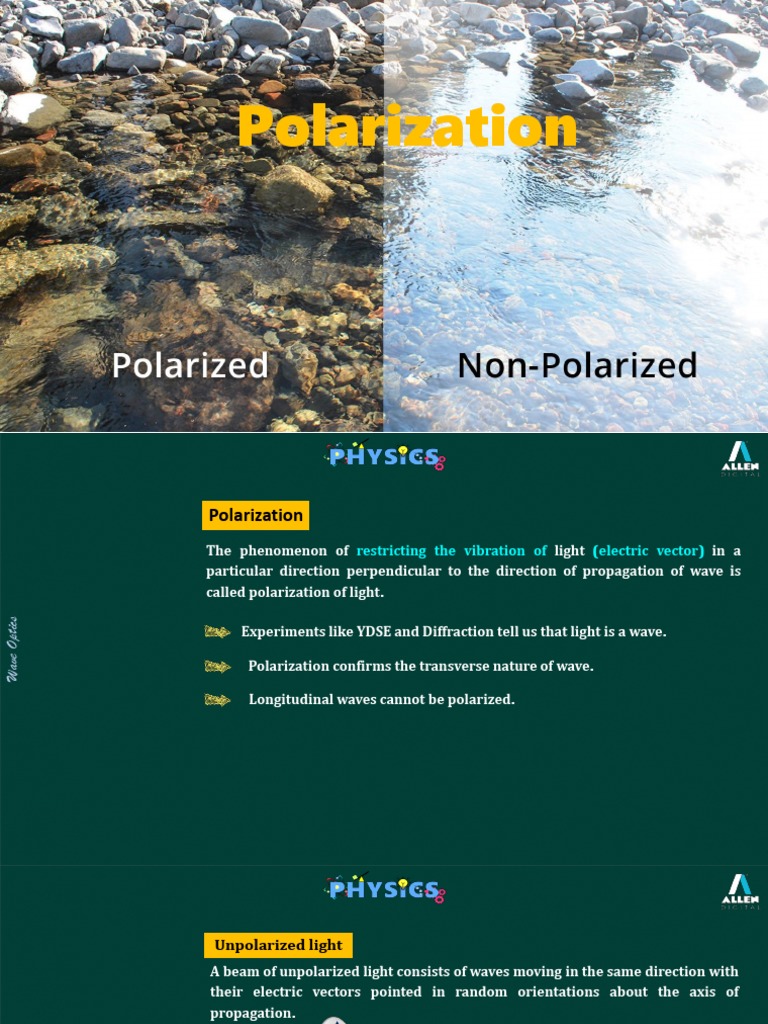 WAVE OPTICS L7 Polarisation | Download Free PDF | Polarization (Waves) | Optics
