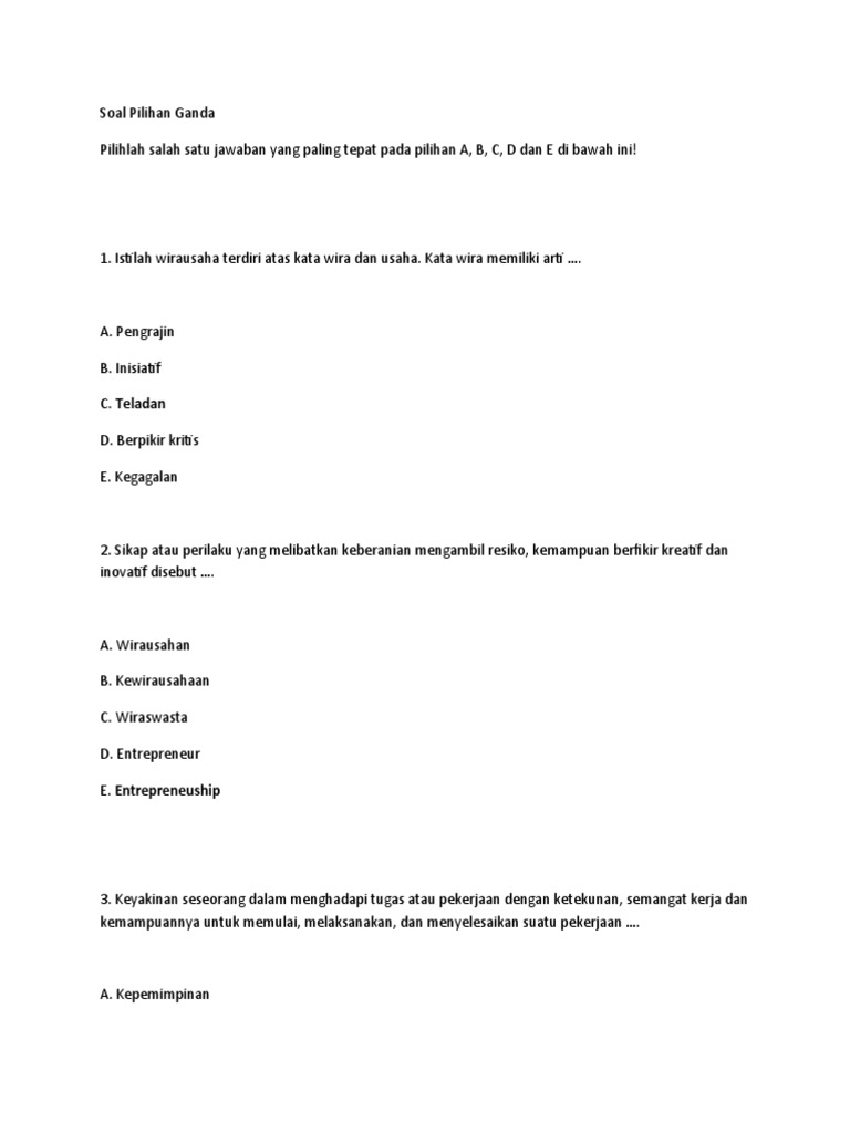 Soal Pilihan Ganda Ayuk | PDF