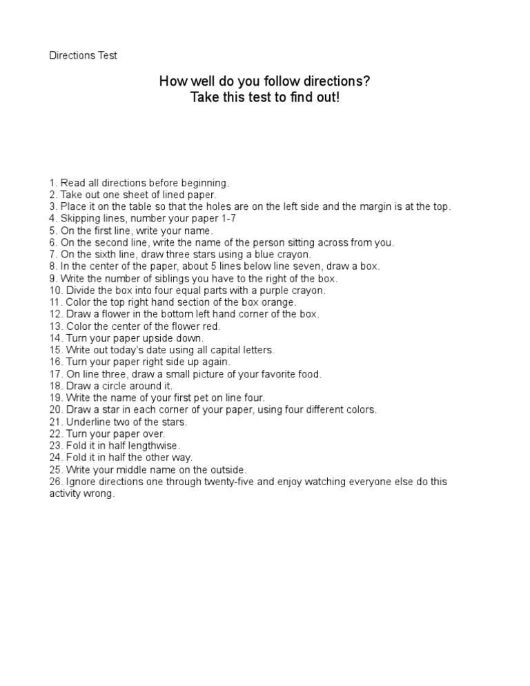 Directions Test | PDF