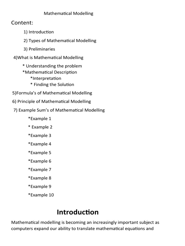 Mathematical Modelling | PDF | Mathematical Model | Mathematics