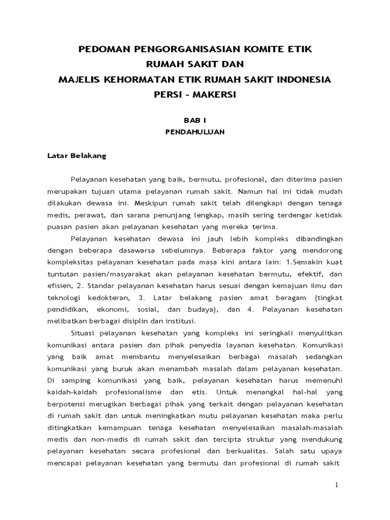 PDF Pedoman Komite Etik | PDF