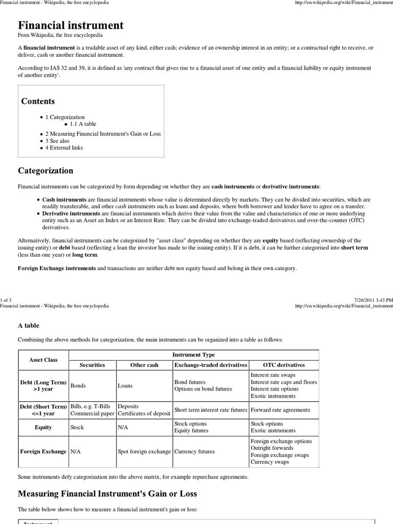 Overview of Financial Instruments | PDF | Financial Instrument ...