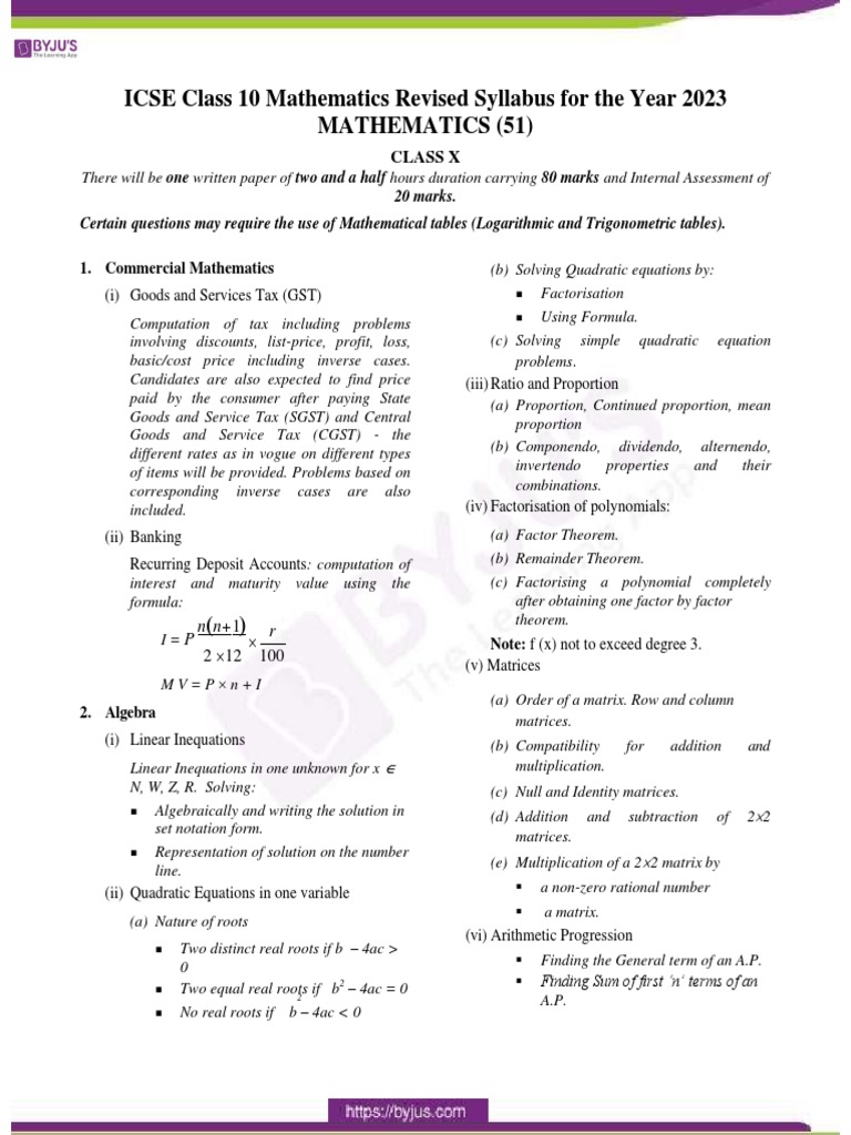 ICSE Class 10 Mathematics | PDF | Factorization | Circle