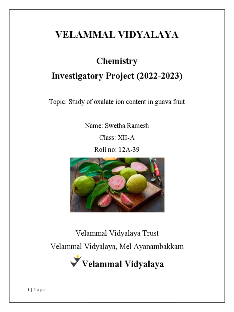 Study of Oxalate Ion Content in Guava Fruit - Vel | PDF | Titration ...
