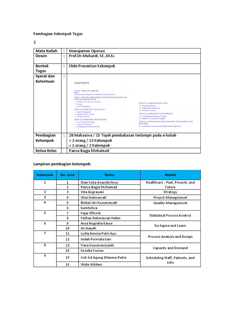 Pembagian Kelompok Tugas Mo KLS C | PDF | Business | Business Process