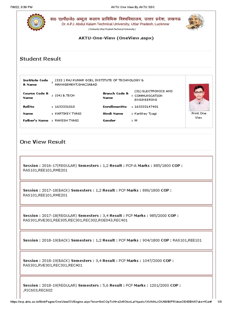 AKTU One View by AKTU SDC | PDF