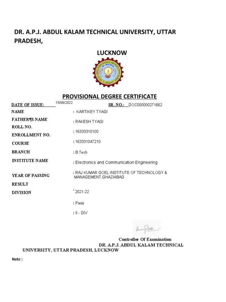 Dr. A.P.J. Abdul Kalam Technical University, Uttar Pradesh, Lucknow | PDF