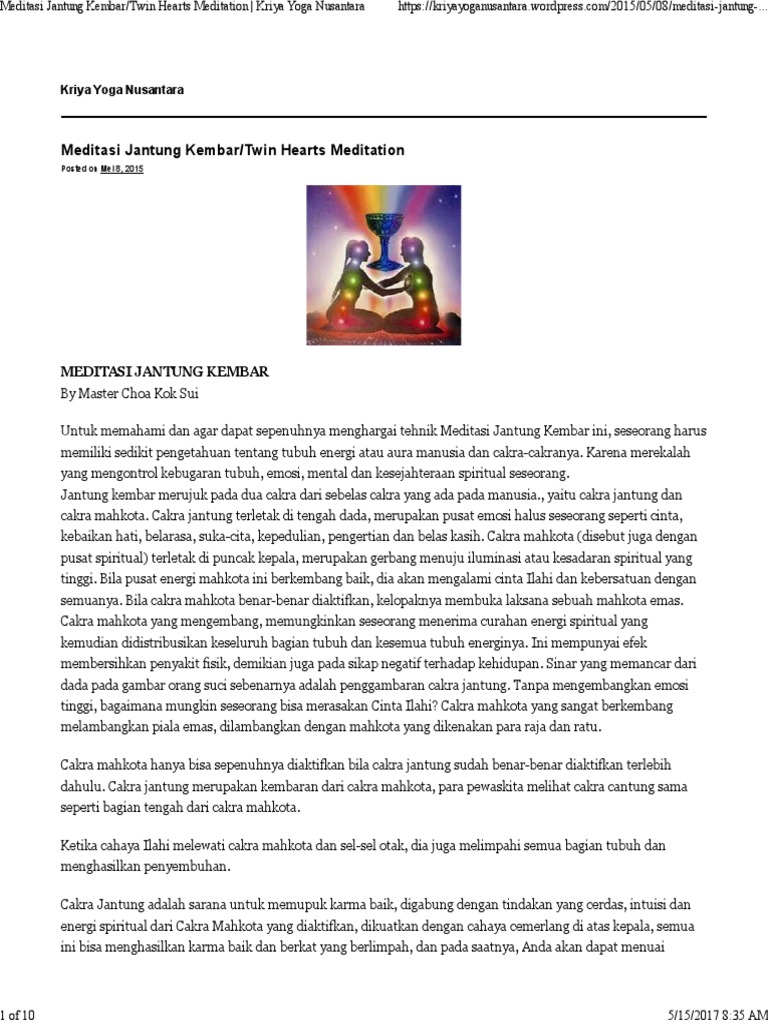 Twin Hearts Meditation - Kriya Yoga Nusantara | PDF
