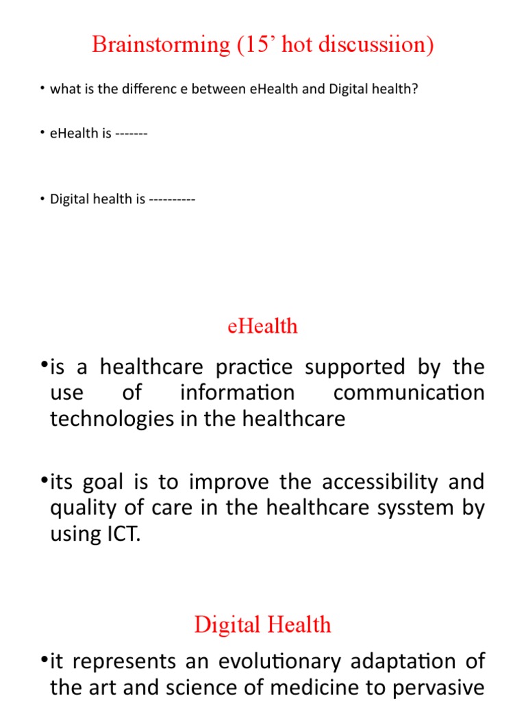 eHealth vs Digital Health: A Hot Discussion | PDF