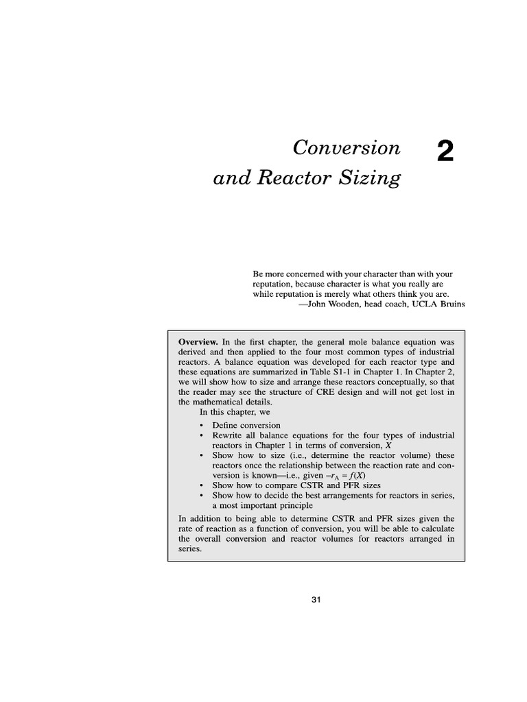 Chapter 02 Conversion and Reactor Sizing | PDF