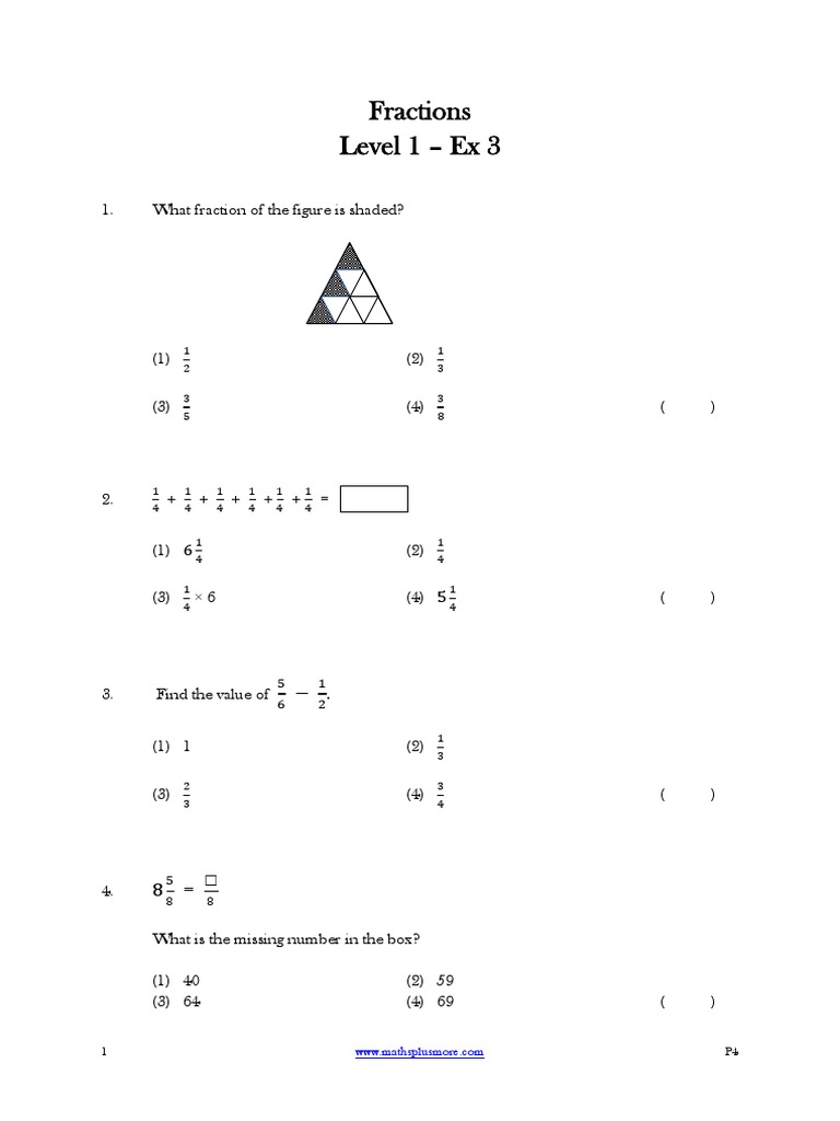 P4 Fractions L1 Ex3 | PDF | Mass