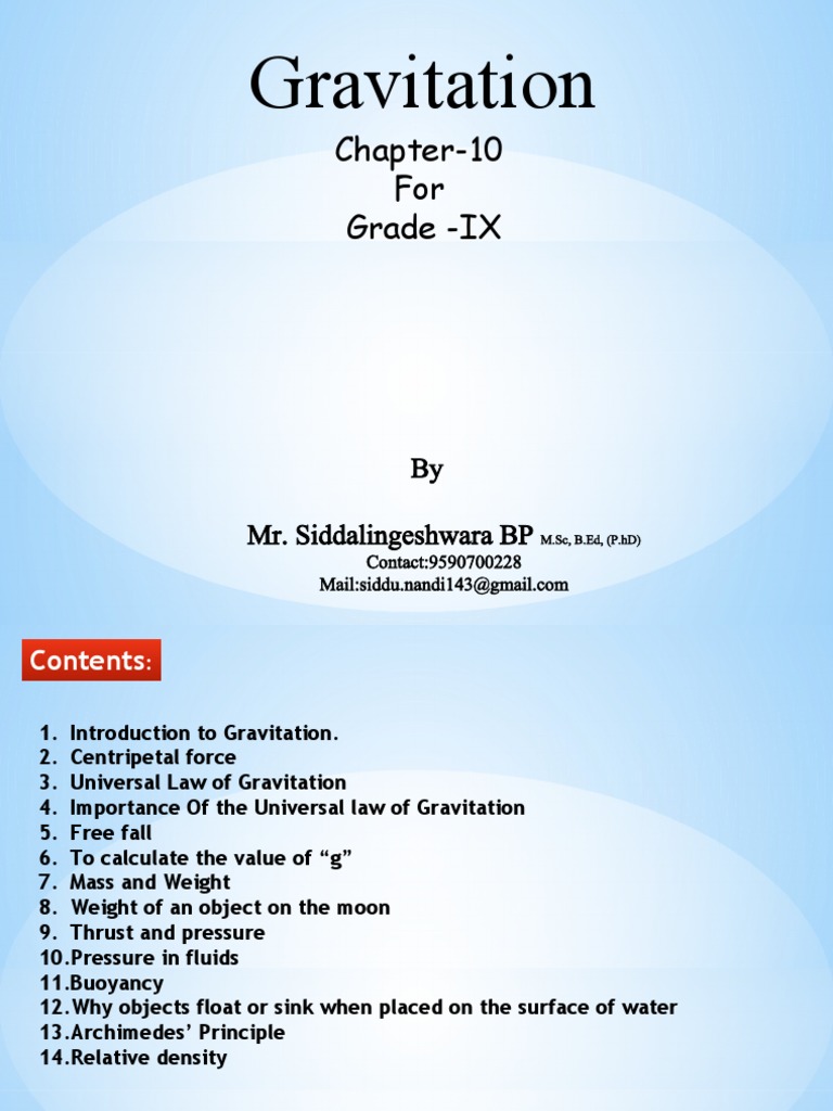 Gravitation for Grade 9: Key Concepts | PDF