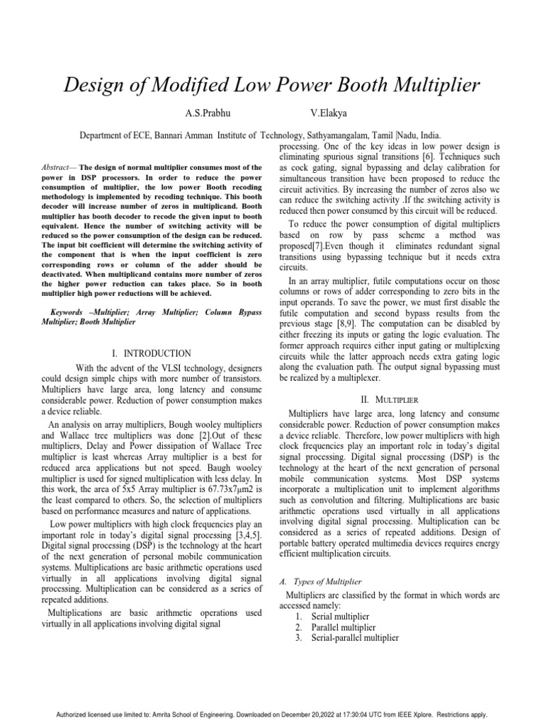 Low Power Booth Multiplier Design | PDF | Teaching Methods & Materials | Computers