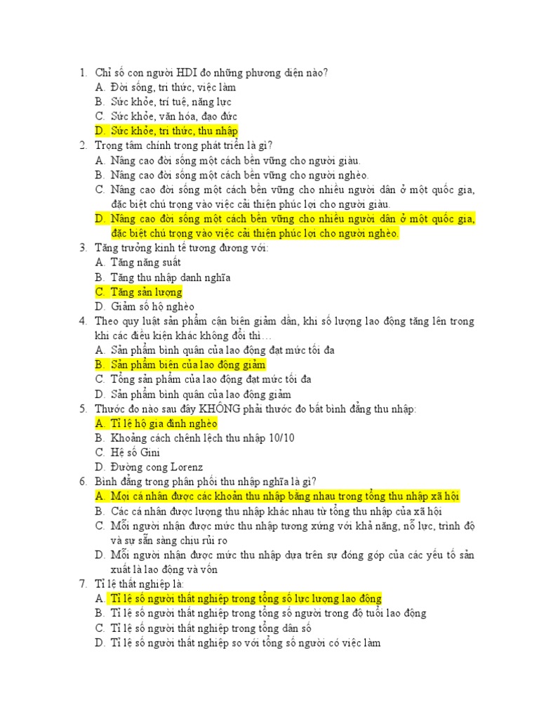 KTPT trắc nghiệm | PDF