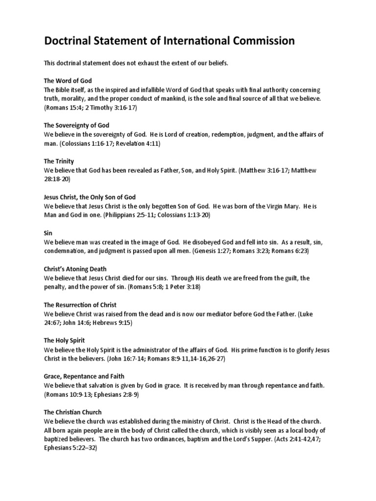 Doctrinal Statement Revised FINAL | PDF | Baptism | Jesus