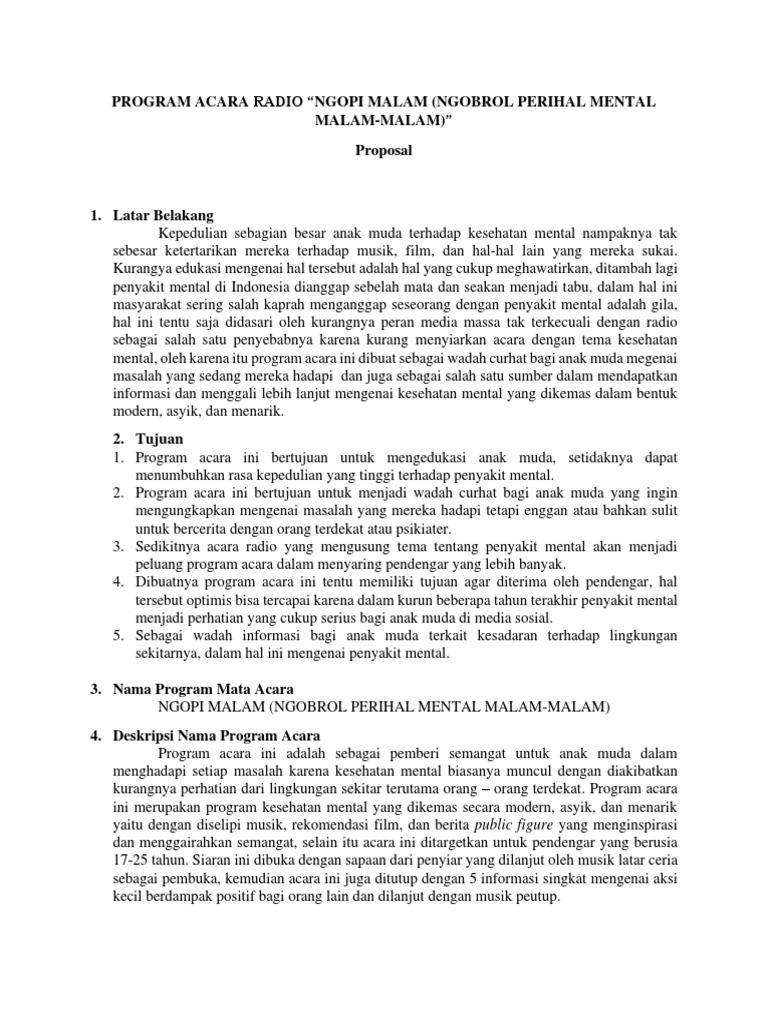 Contoh Proposal Siaran Program Radio | PDF