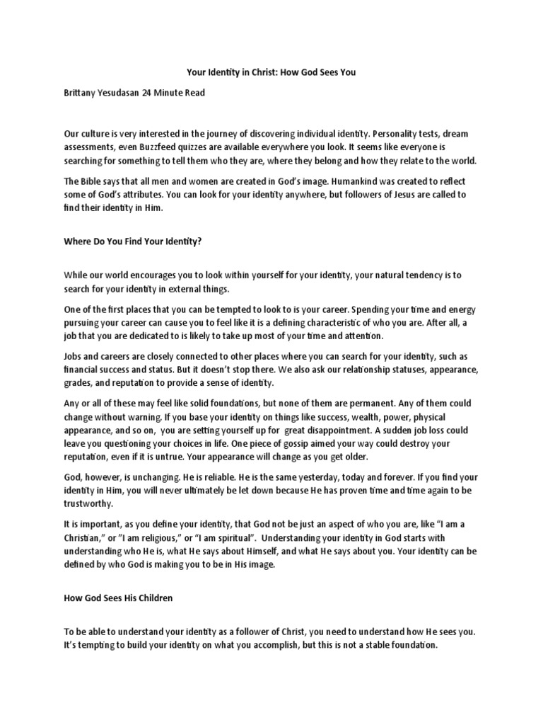 Your Identity in Christ | PDF | Jesus | Forgiveness