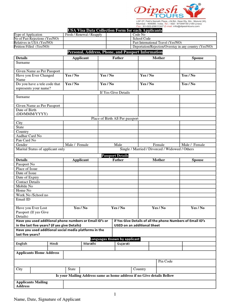 USA Visa Form | PDF | Travel Visa | Human Trafficking