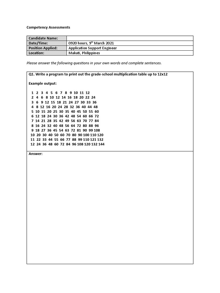 Competency Assessment Exam (GCSSS) | PDF