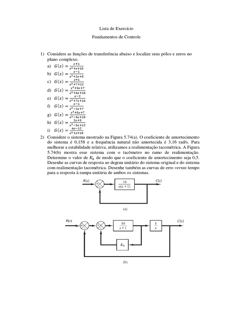 Lista de Exercício - Controle | PDF
