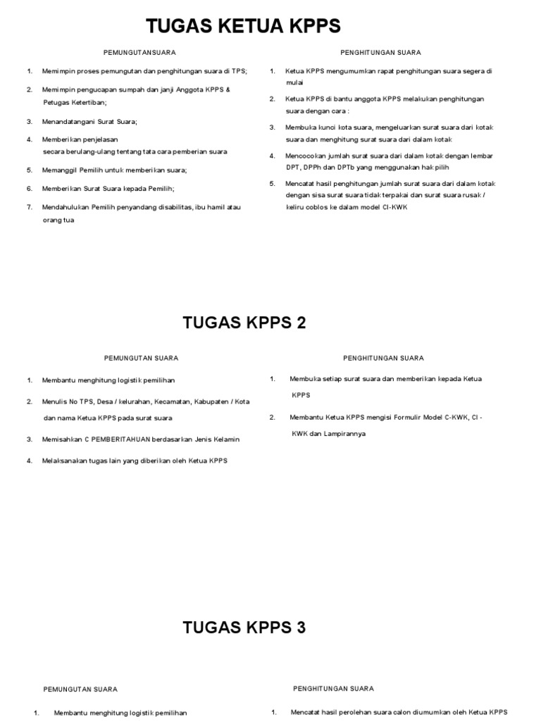Tugas KPPS | PDF