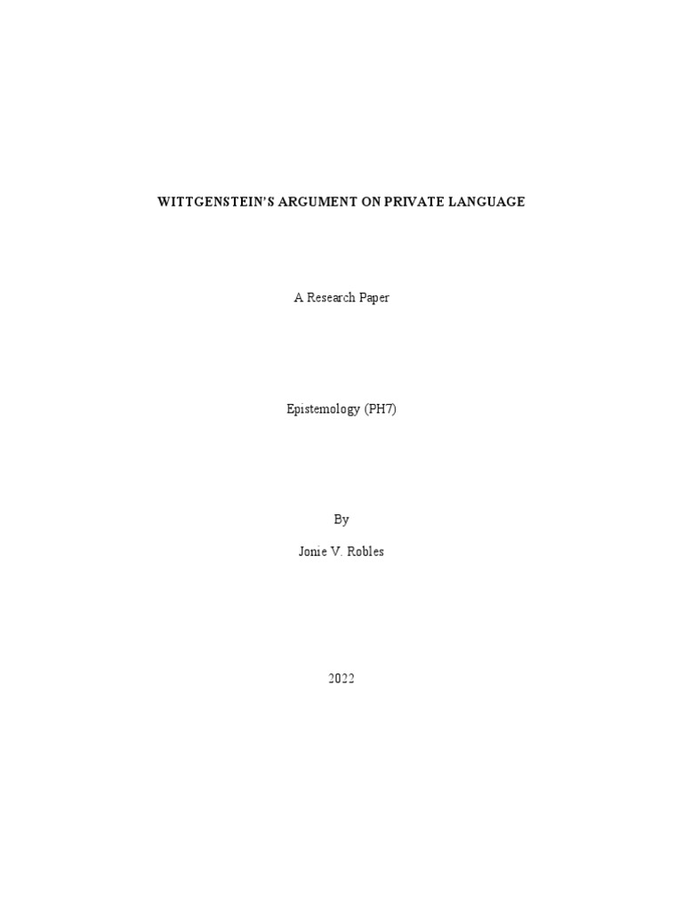 Wittgenstein's Private Language Argument | PDF | Ludwig Wittgenstein | Idea