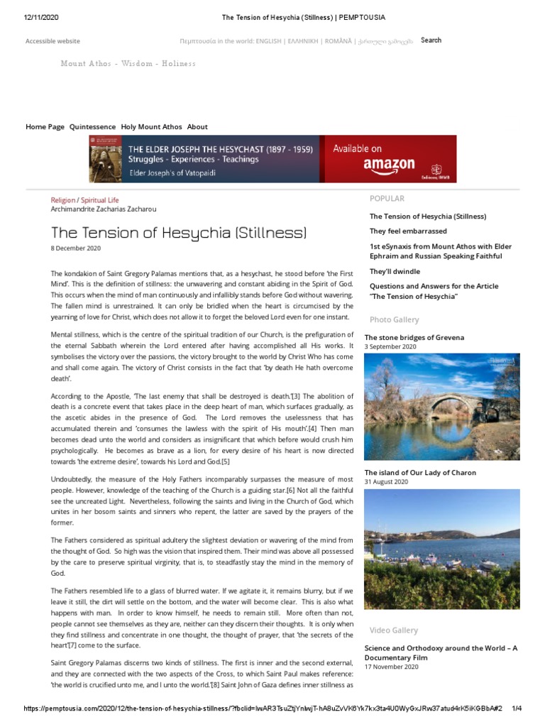 2the Tension of Hesychia (Stillness) - PEMPTOUSIA | PDF | Eastern ...