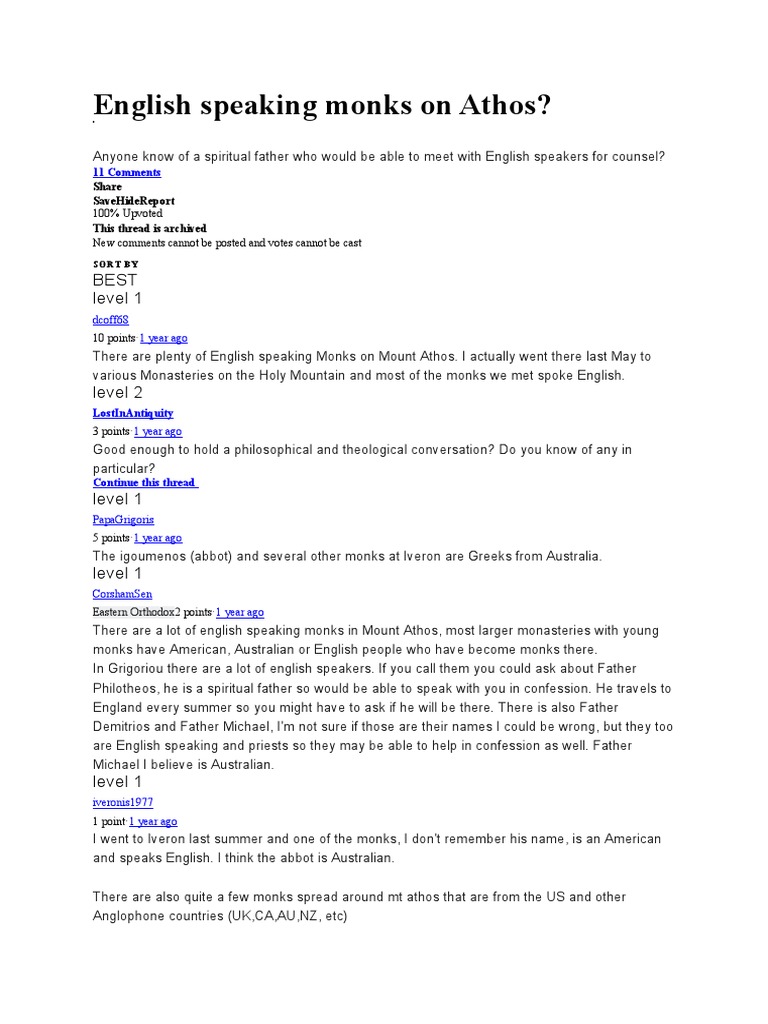 English Speaking Monks Mount Athos | PDF | Foreign Language Studies