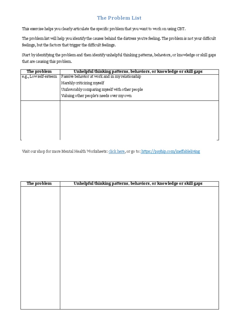 Cbt Worksheets Bundle Pdf Thought Goal