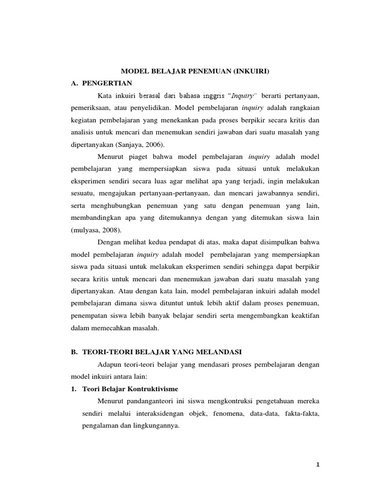 Makalah - Model - Inkuiri - Ipa - SD Pertemuan Iii | PDF