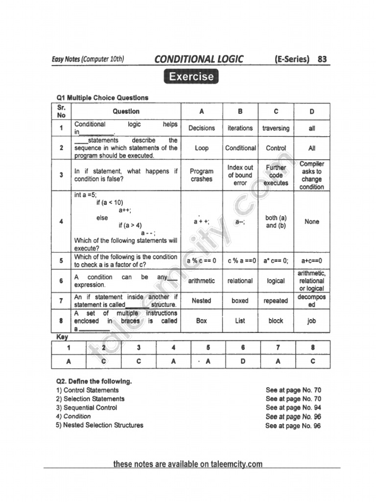 10th Computer Ch-3 Exercise | PDF