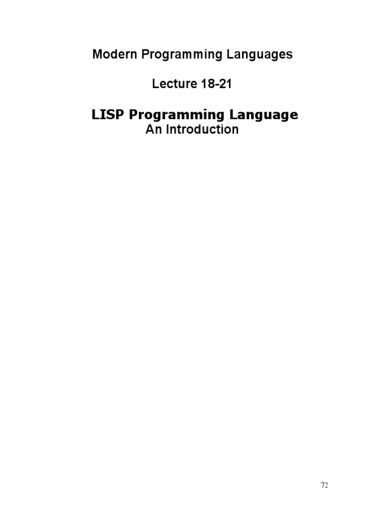 Modern Programming Languages - 18-21 - LISP | PDF | Programming ...