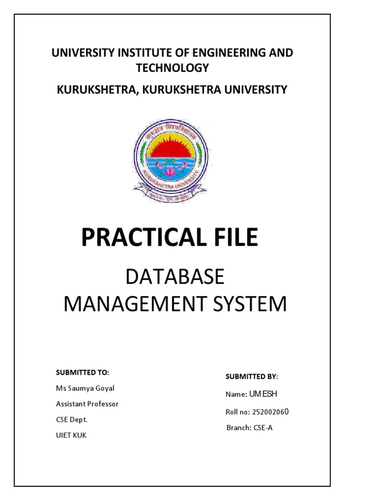 Practical File: Database Management System | Download Free PDF | Relational Database | Sql