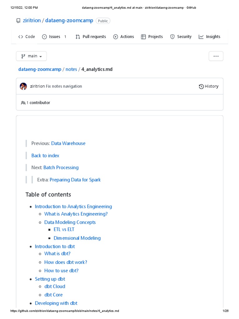 Dataeng-Zoomcamp - 4 - Analytics - MD at Main Ziritrion - Dataeng-Zoomcamp GitHub | PDF ...