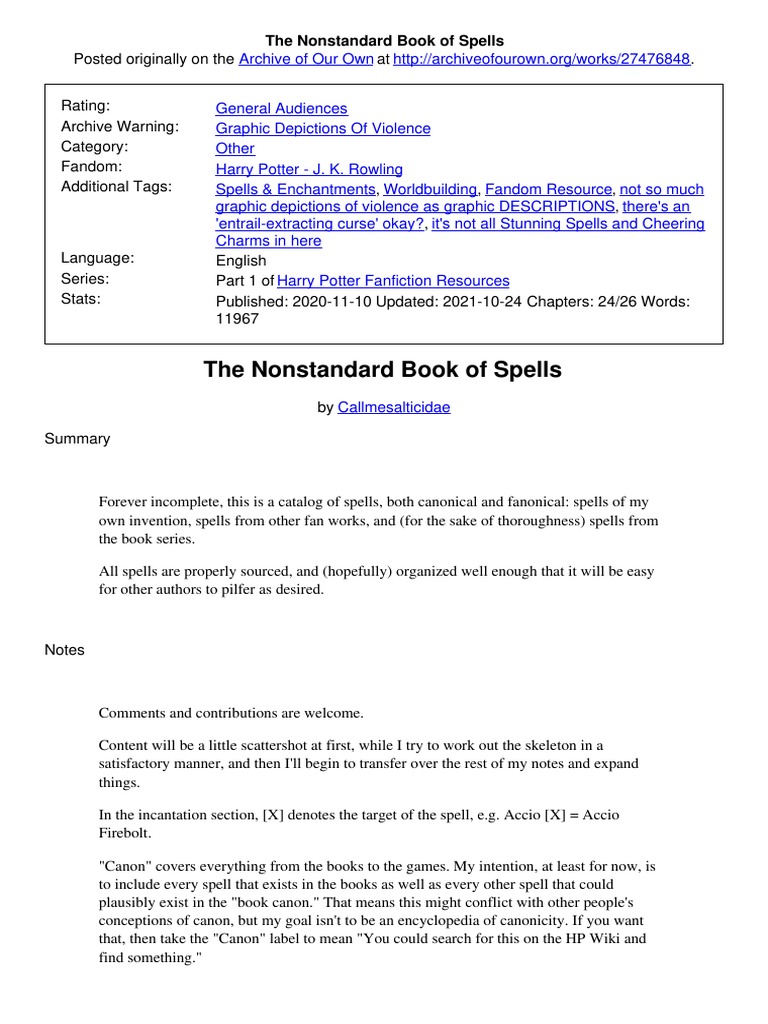 The Nonstandard Book of Spells | PDF
