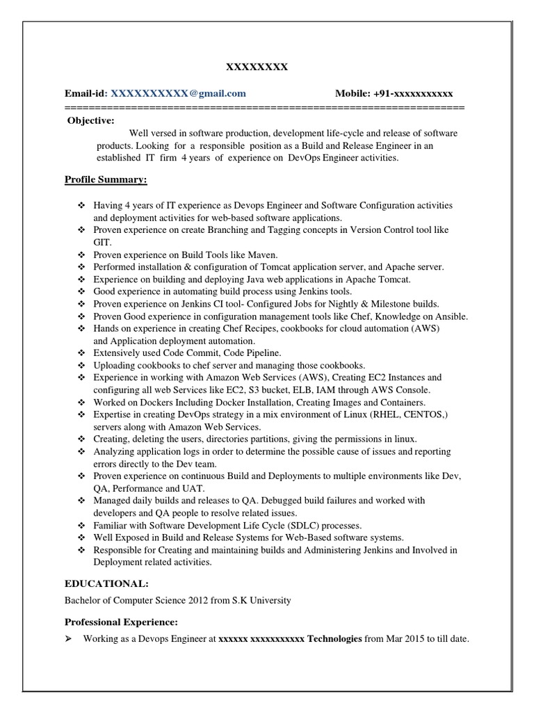 DevOps Engineer seeking new opportunity with 4+ years of experience in software build ...