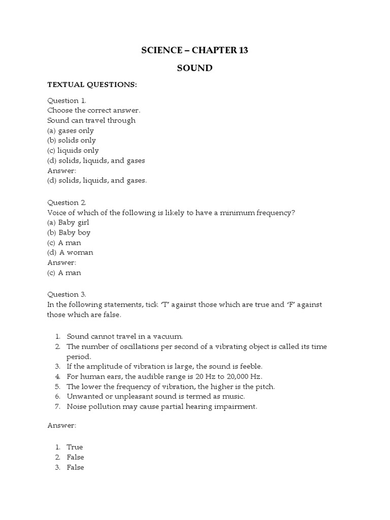 Grade 8 - Chap 13 (Qns & Ans) | PDF | Sound | Ultrasound