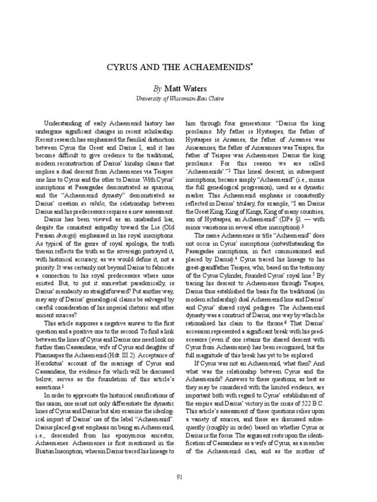 Waters 1 | PDF | Cyrus The Great | Achaemenid Empire