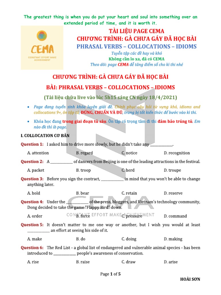 Phrasal Verbs - Collocations - Idioms | PDF