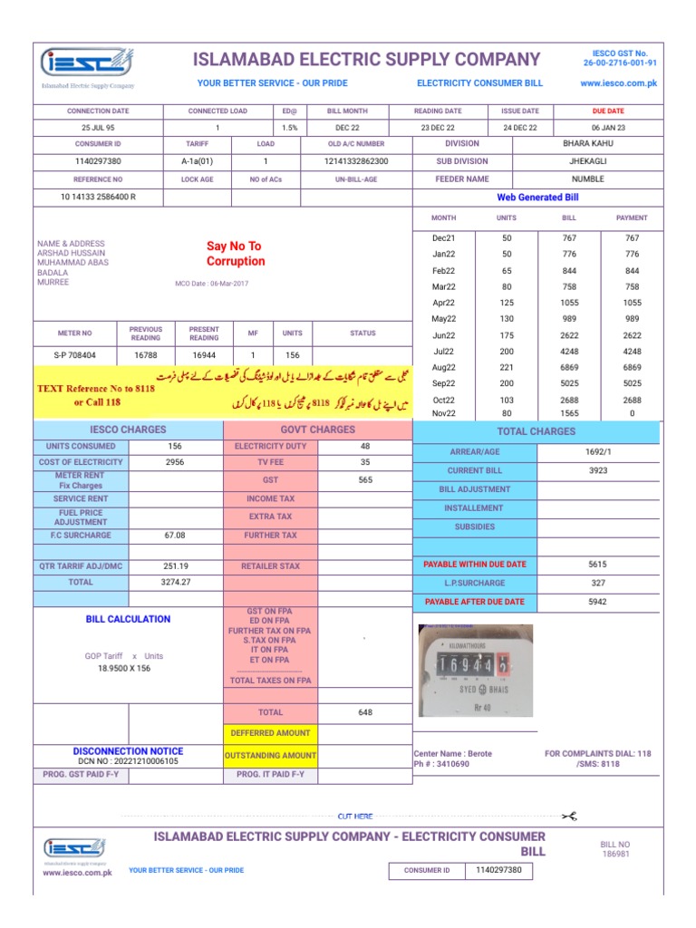 Iesco Online Bill | PDF | Taxes | Value Added Tax