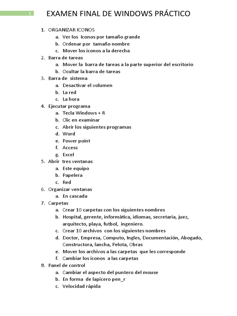 Examen Final de Windows 10 | PDF