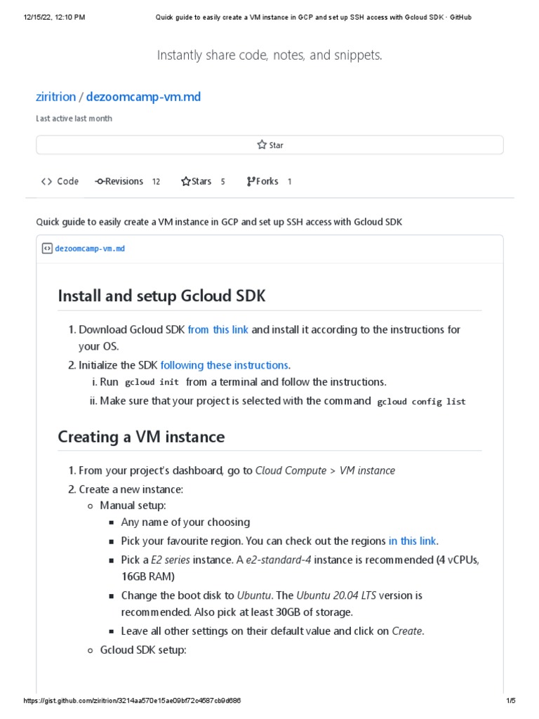 Quick Guide To Easily Create A Vm Instance In Gcp And Set Up Ssh Access With Gcloud Sdk Github Pdf 2021