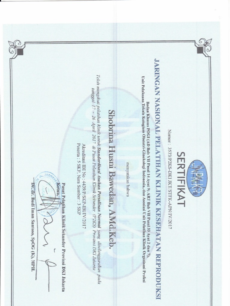 Sertifikat APN Ponek | PDF