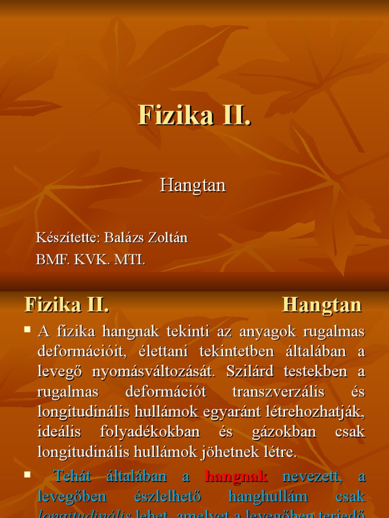 Fizika II - Hangtan | PDF
