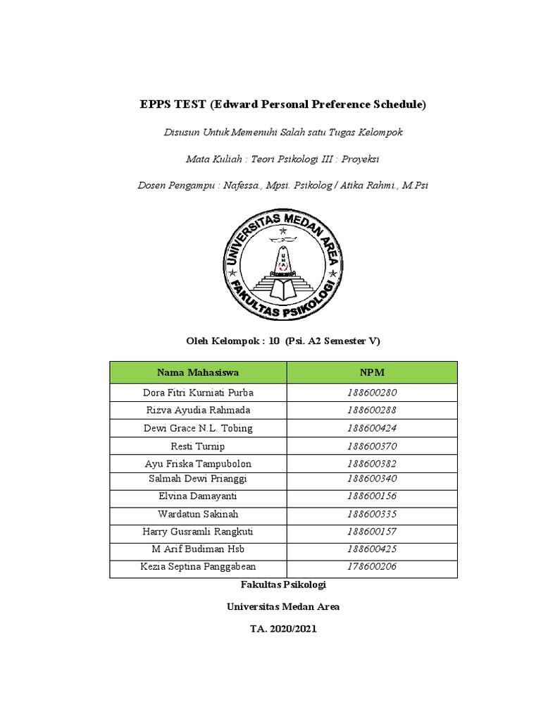 Makalah Epps Test | PDF