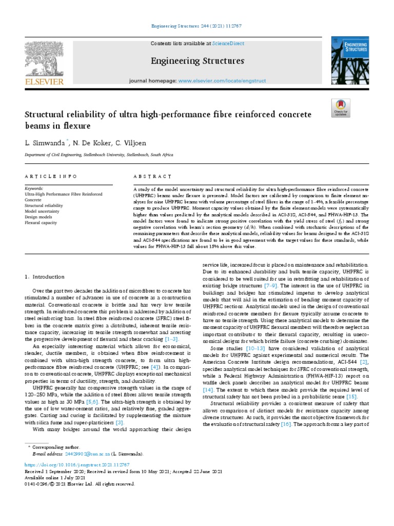 Structural Reliability of Ultra High-Performance Fibre Reinforced ... Structural Reliability of Ultra High-Performance Fibre Reinforced ...