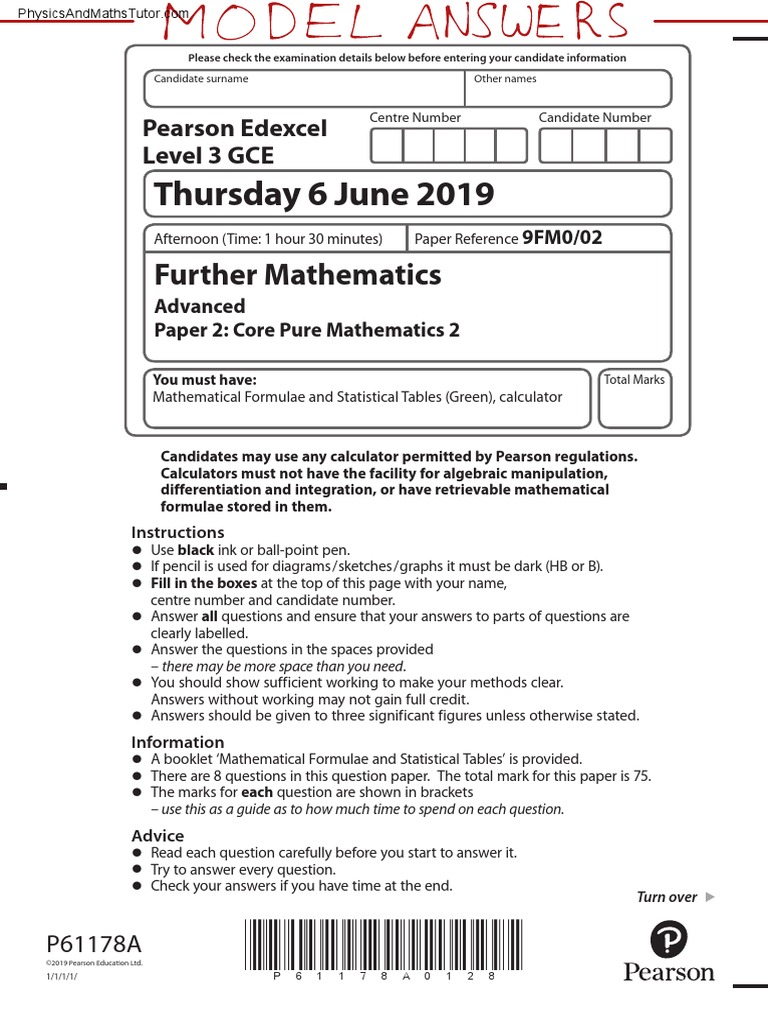 June 2019 MA | PDF | Mathematics | Calculator