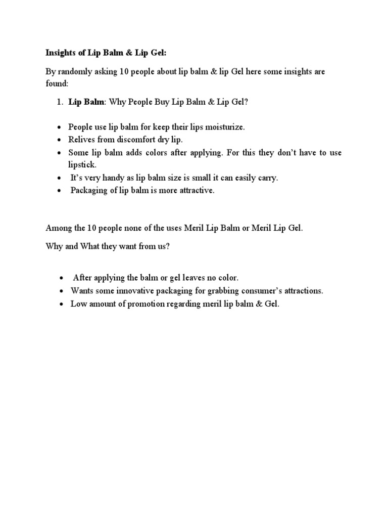 Lip Balm & Lip Jel | PDF