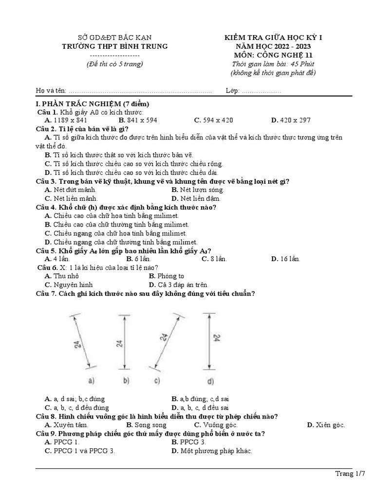 Kiem Tra 1 Tiet | PDF